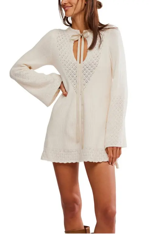 Free People Bali Old Flame Sweater Dress In Ivory - 40% Off | Editorialist