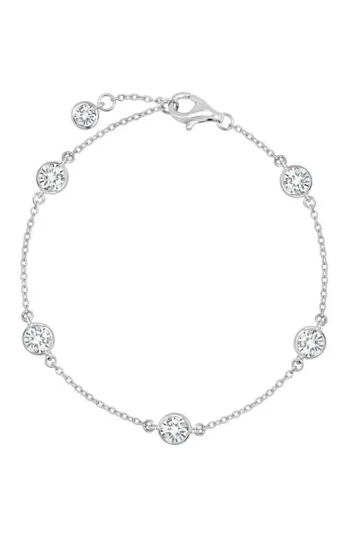 CRISLU Cubic Zirconia Bezel Station Bracelet - Pure Platinum/clear Stone