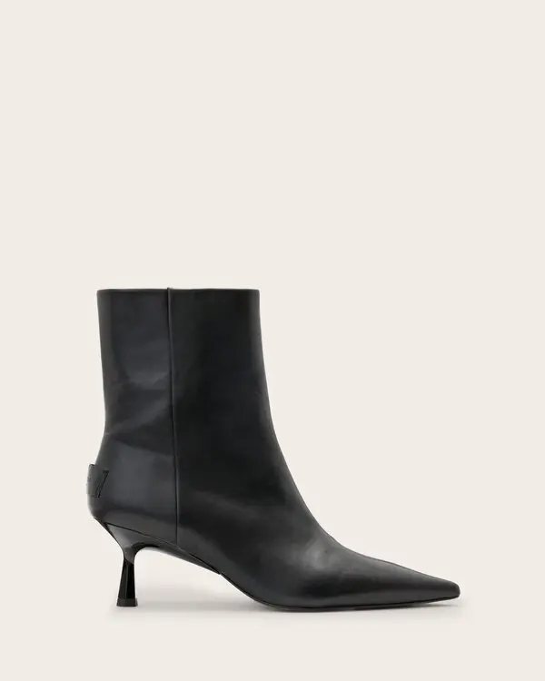 ALLSAINTS Vivian Leather Zip Up Pointed Toe Boots - Black
