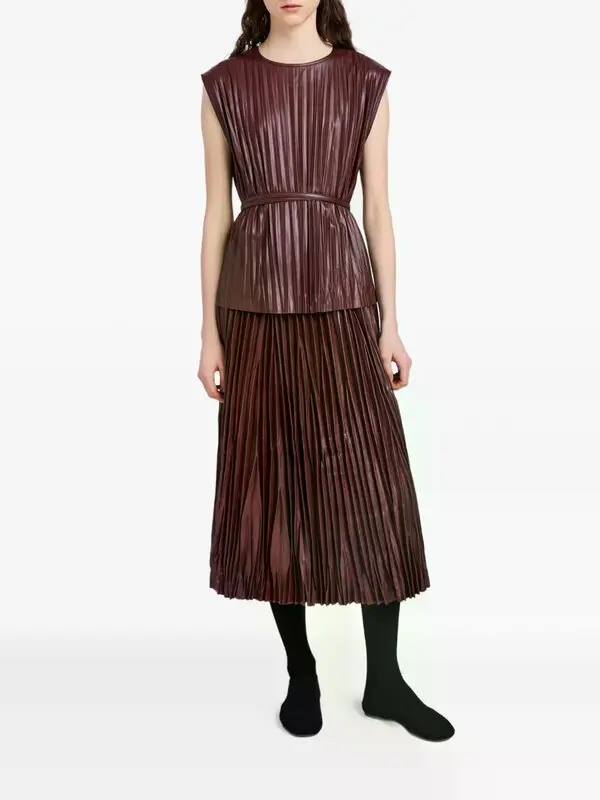 Proenza Schouler White Label Lyra Pleated Belted Top - Red