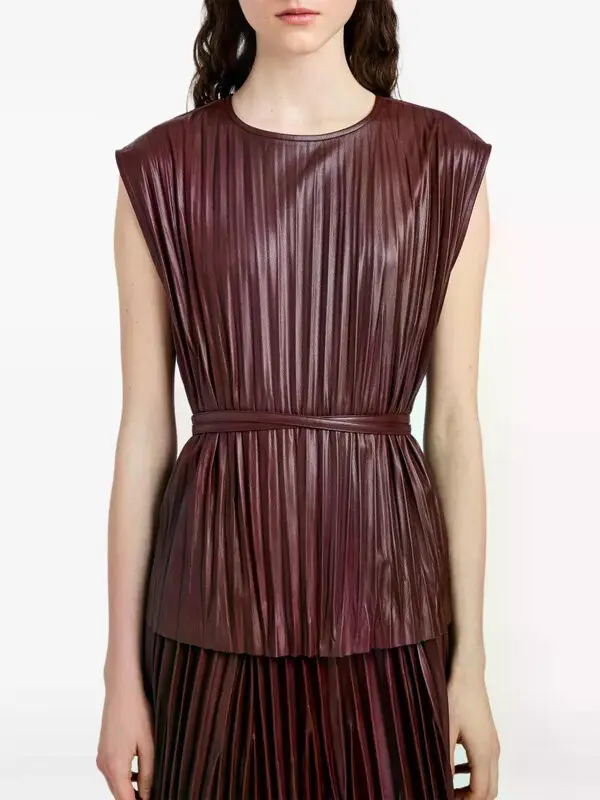 Proenza Schouler White Label Lyra Pleated Belted Top - Red