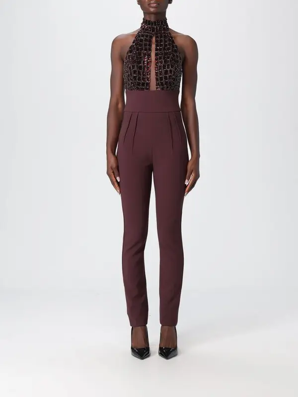 Elisabetta Franchi Halter Neck Jumpsuit - Wine