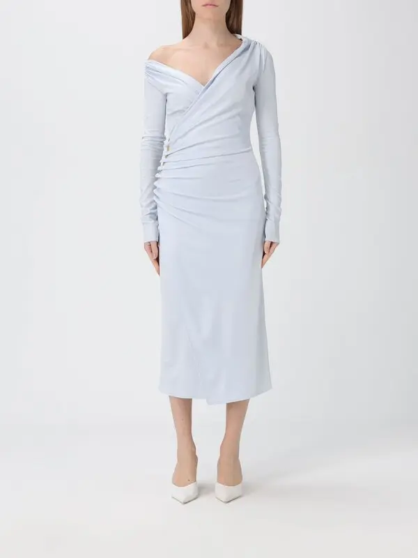 Elisabetta Franchi Ruched Midi Dress With Button Detail