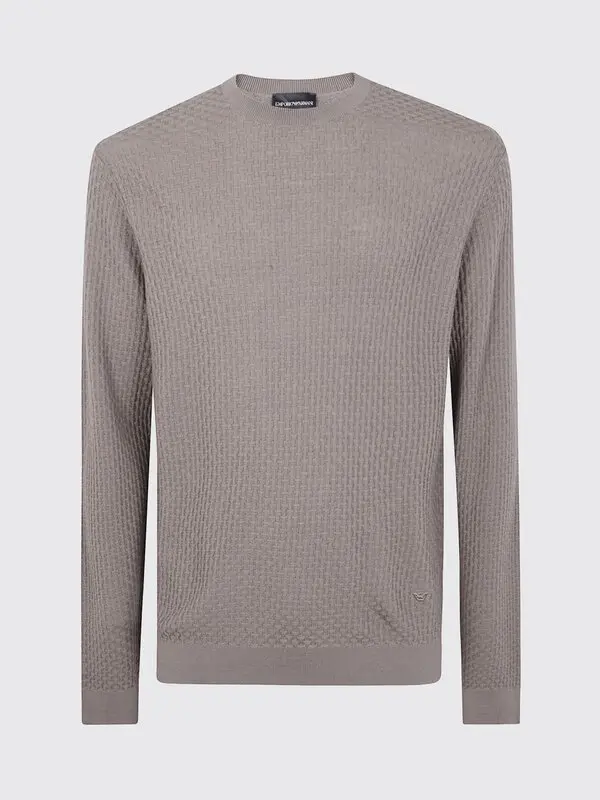 Emporio Armani Textured Crew Neck Pullover - Natural