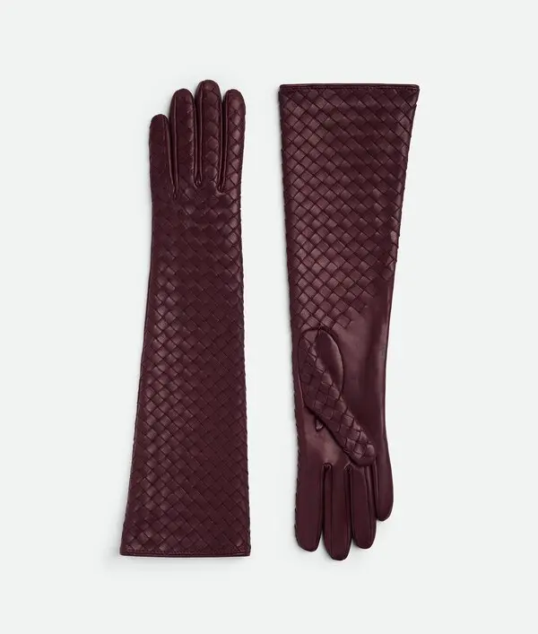 BOTTEGA  VENETA Intrecciato Leather Midi Gloves - Jam