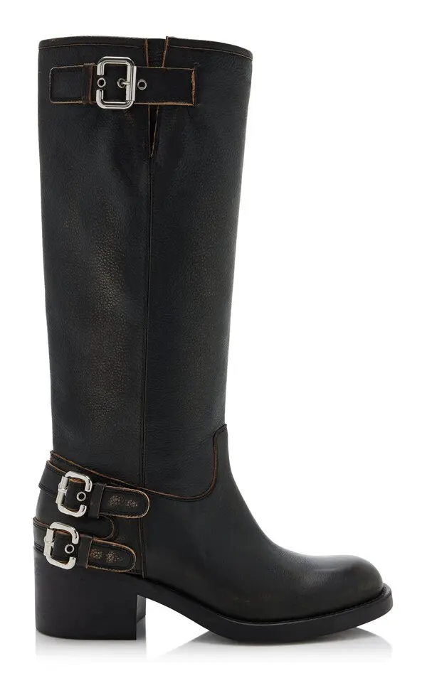 Chloé Dakota Leather Knee High Boots - Black