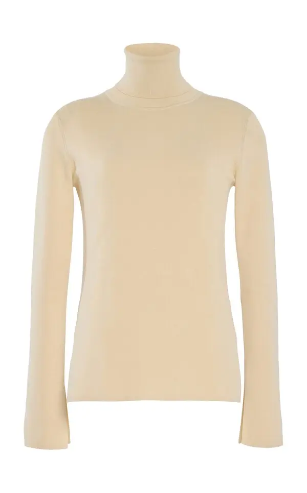 ASHLYN Kiana Silk-cotton Turtleneck Sweater - Ivory