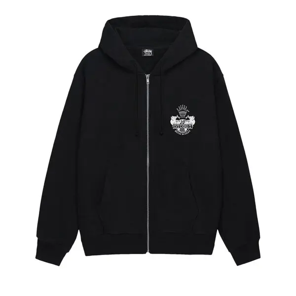 StüSsy Vertical Quilted Zip Hoodie - Black | Editorialist