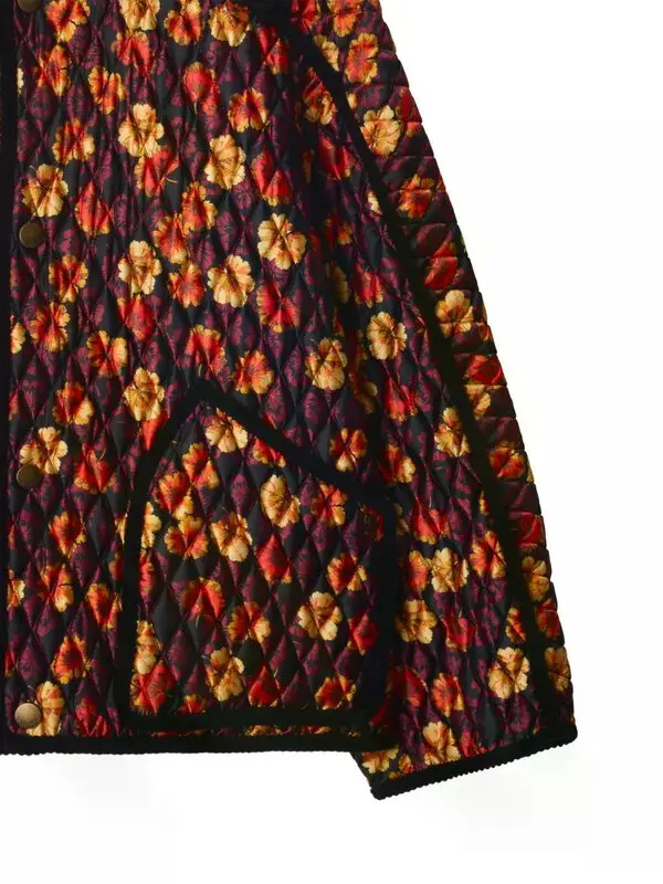 Burberry Floriston Geranium Leaf-print Quilted Jacket