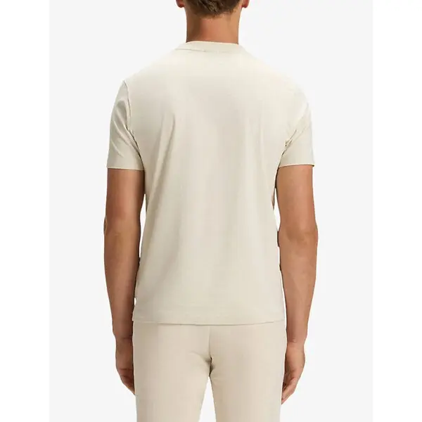 BOSS Brand-emed Short-sleeved Stretch-cotton T-shirt - Open White