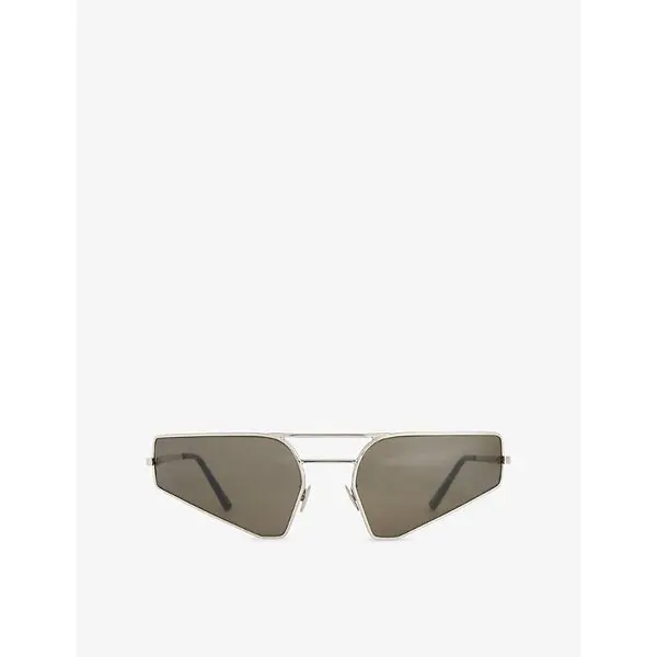 Rick Owens Prong Geometric Sunglasses - Silver Temple/black Lens