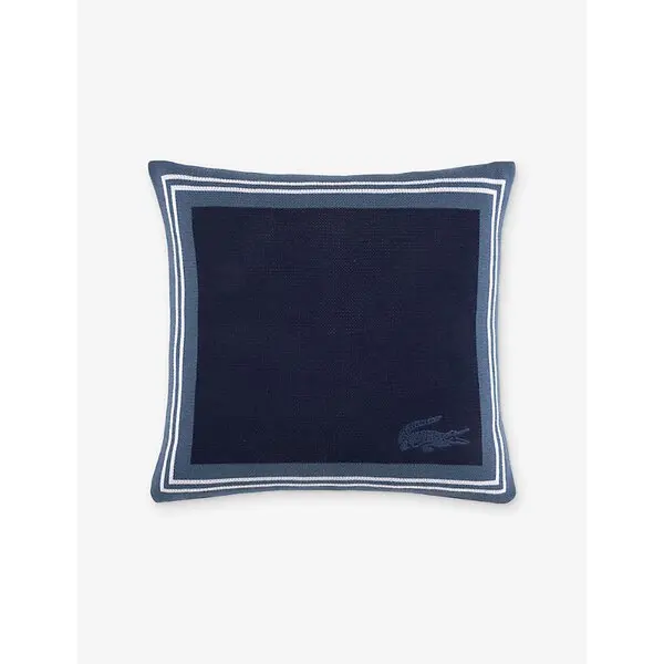 Lacoste L Frame Square Cotton Cushion Cover - Marine