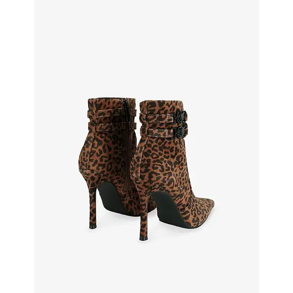 Kurt Geiger Mansion Leopard Heeled Suede Ankle Boots