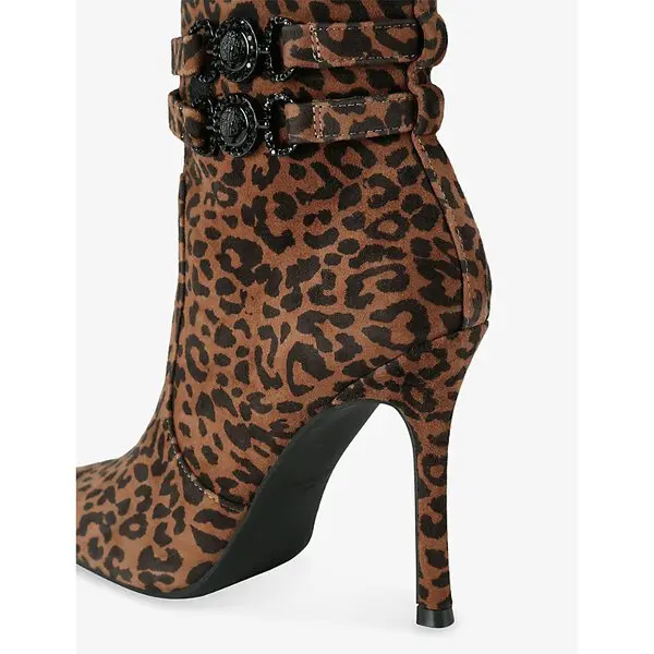 Kurt Geiger Mansion Leopard Heeled Suede Ankle Boots