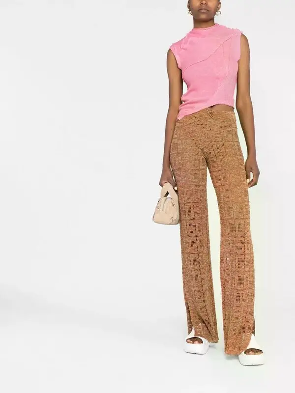 Gcds Crochet High-waisted Trousers - Orange