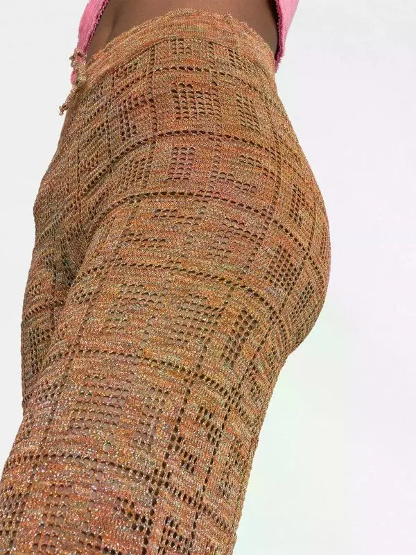 Gcds Crochet High-waisted Trousers - Orange