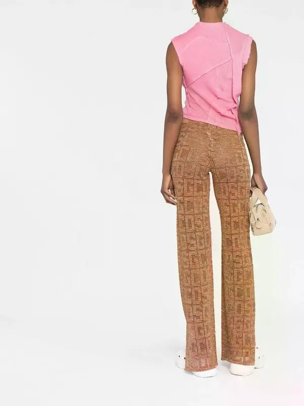 Gcds Crochet High-waisted Trousers - Orange