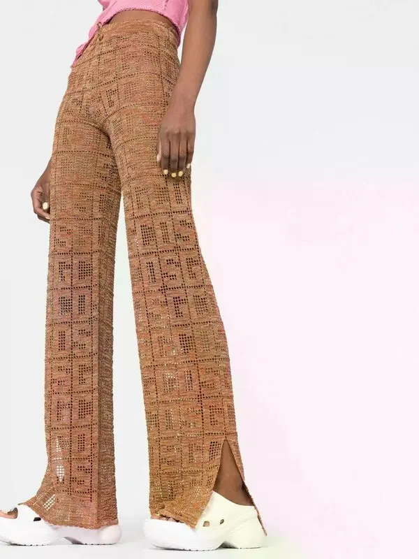 Gcds Crochet High-waisted Trousers - Orange