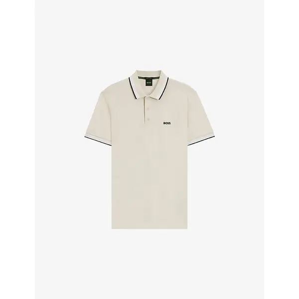 BOSS Paddy Brand-embroidered Cotton-piqué Polo Shirt - Open White
