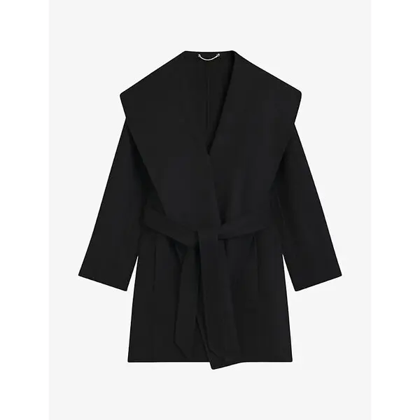 BOSS Relaxed-fit Belted Wool-blend Coat