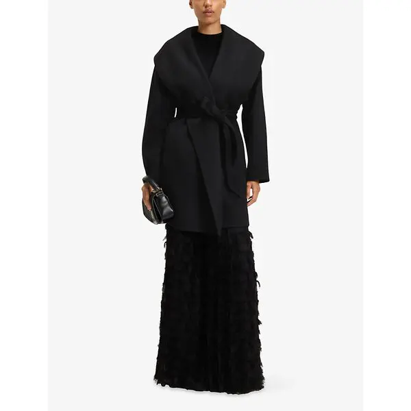 BOSS Relaxed-fit Belted Wool-blend Coat
