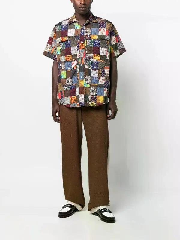 BEAMS Adventure Patchwork-print Shirt