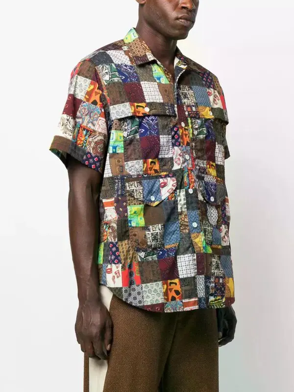 BEAMS Adventure Patchwork-print Shirt