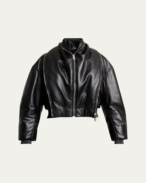 Givenchy Leather Cropped Bomber Jacket