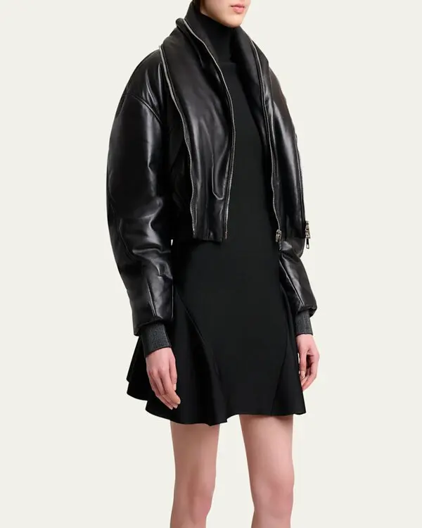 Givenchy Leather Cropped Bomber Jacket