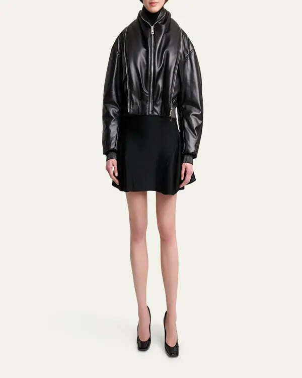 Givenchy Leather Cropped Bomber Jacket