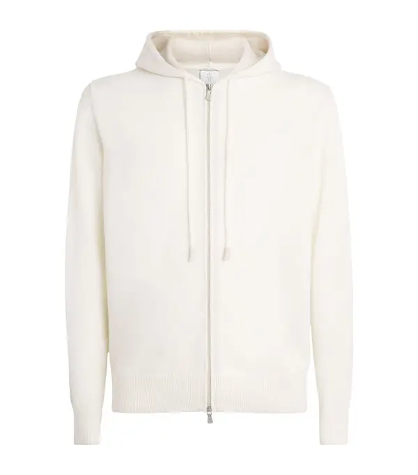 Eleventy Cashmere Zip-up Hoodie - White