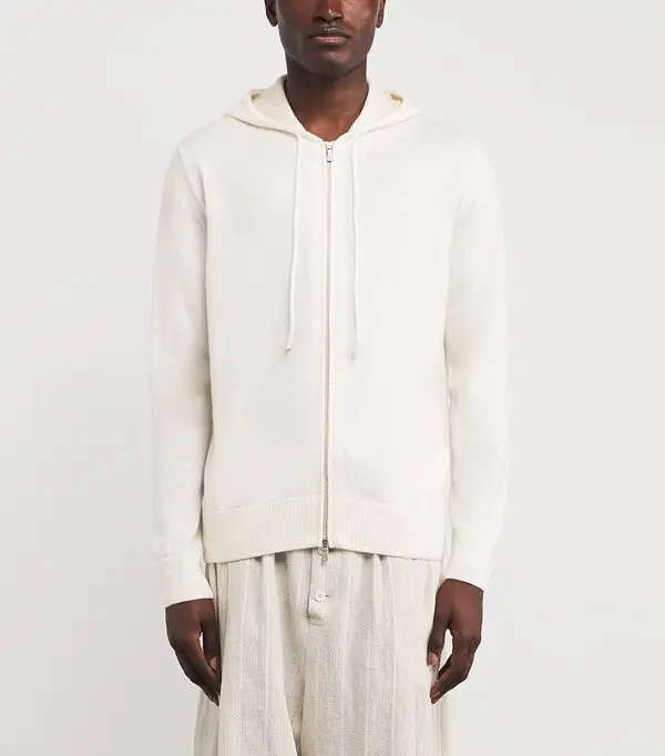 Eleventy Cashmere Zip-up Hoodie - White