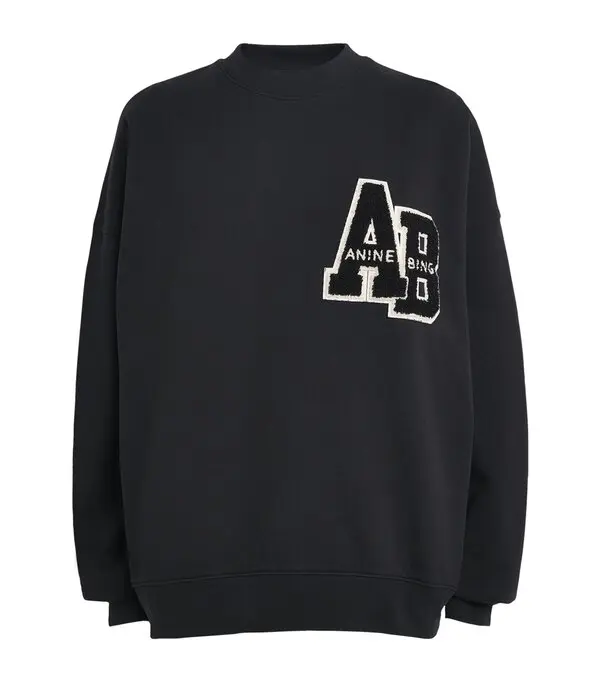ANINE BING Oversized Cotton Fleece Sweatshirt - Black