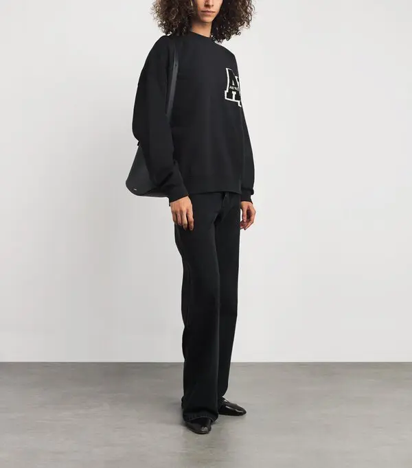 ANINE BING Oversized Cotton Fleece Sweatshirt - Black