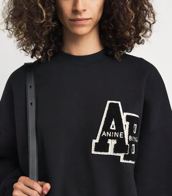 ANINE BING Oversized Cotton Fleece Sweatshirt - Black