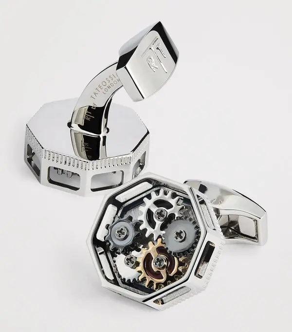 Tateossian Palladium Octo Gear Cufflinks