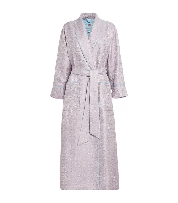 DANIEL HANSON Silk Daisy Medallion Jacquard Robe - Pink