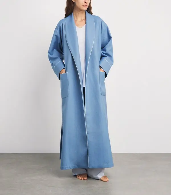 DANIEL HANSON Merino Wool Herringbone Dressing Gown