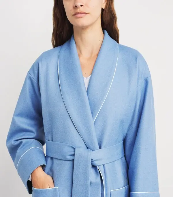 DANIEL HANSON Merino Wool Herringbone Dressing Gown