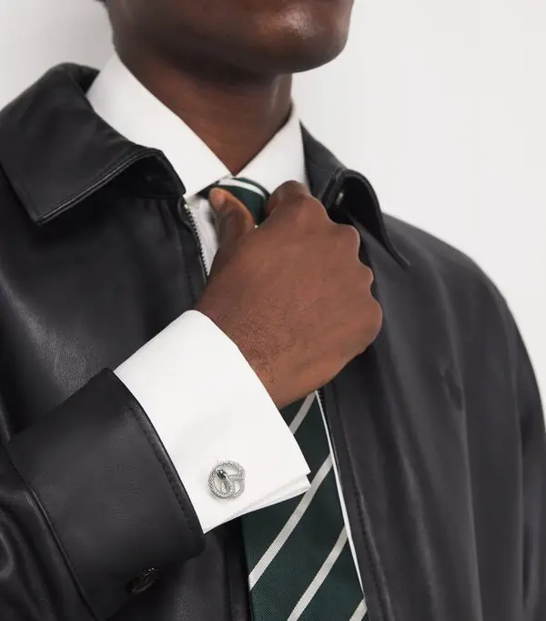 Tateossian Palladium Enamel-detail Viper Cufflinks