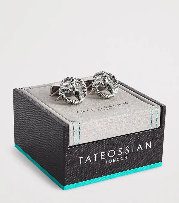 Tateossian Palladium Enamel-detail Viper Cufflinks