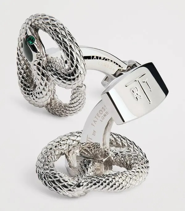 Tateossian Palladium Enamel-detail Viper Cufflinks