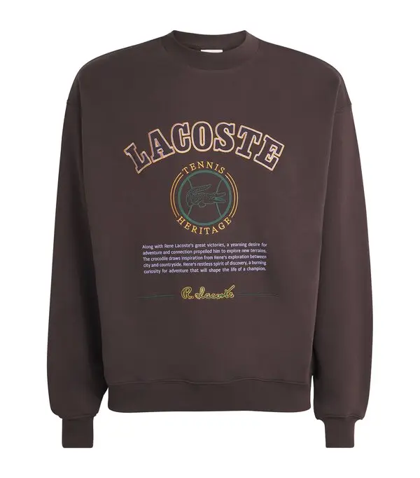 Lacoste Cotton Logo-embroidered Sweatshirt - Brown