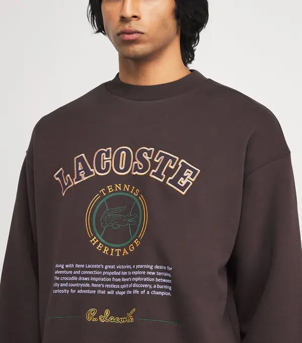 Lacoste Cotton Logo-embroidered Sweatshirt - Brown