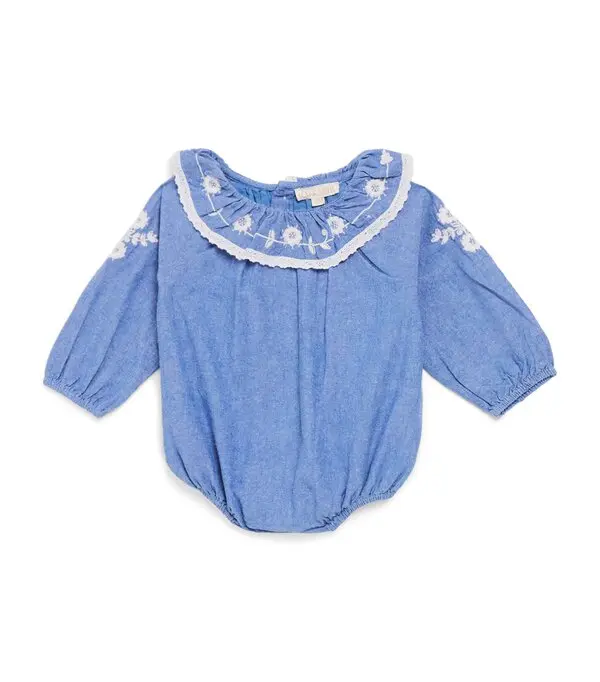 LOUISE MISHA Cotton Embroidered Ilani Bodysuit - Blue