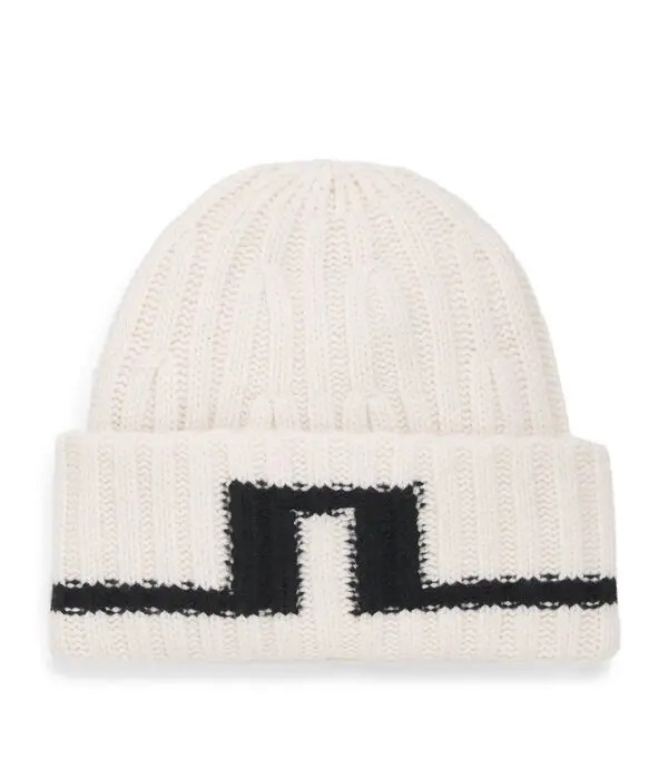 J. Lindeberg Wool Oversized Enso Beanie - Beige