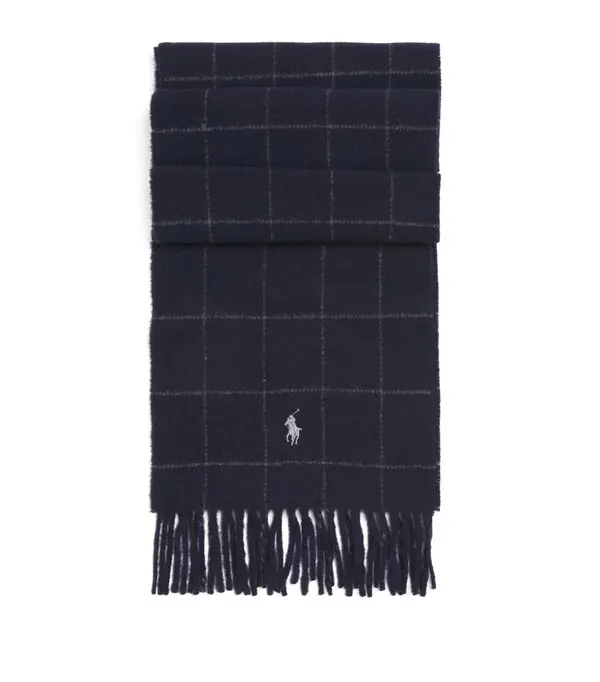 Polo Ralph Lauren Wool-blend Windowpane Check Scarf - Blue