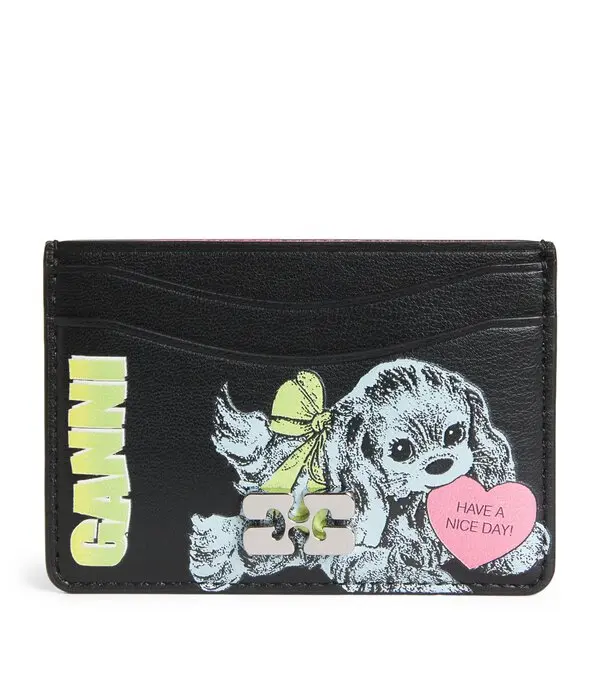 GANNI Dog Print Card Holder - Black