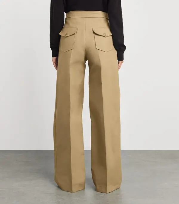 Sandro Cotton Wide-leg Trousers
