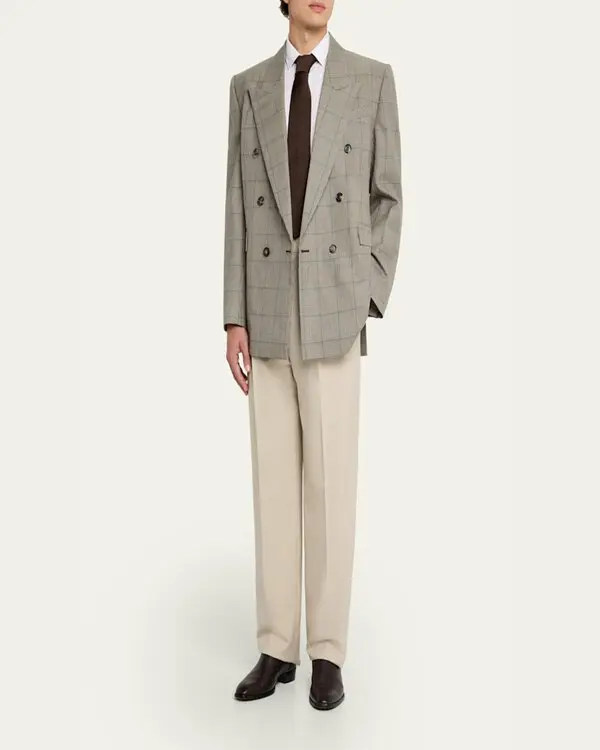 Saint Laurent Double-breasted Check Wool Blazer